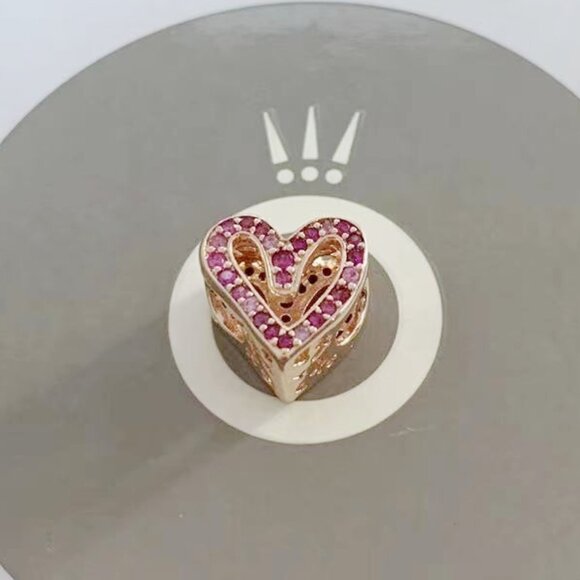 Pandora | Jewelry | Pandora Sparkling Ruby Red Pink Freehand Heart Rose ...